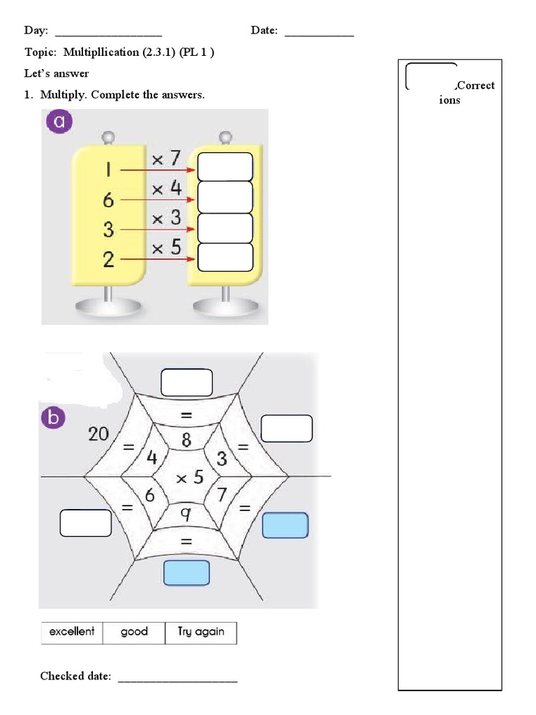 Class 4 Multiplication Worksheets | PDF