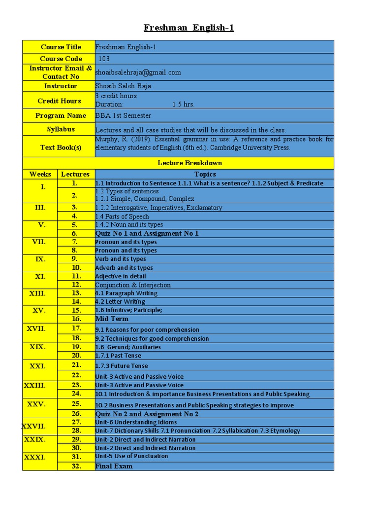 Freshman English 1 | PDF | English Language | Part Of Speech