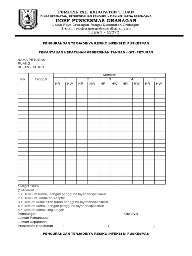 Form Kepatuhan Kebersihan Tangan | PDF