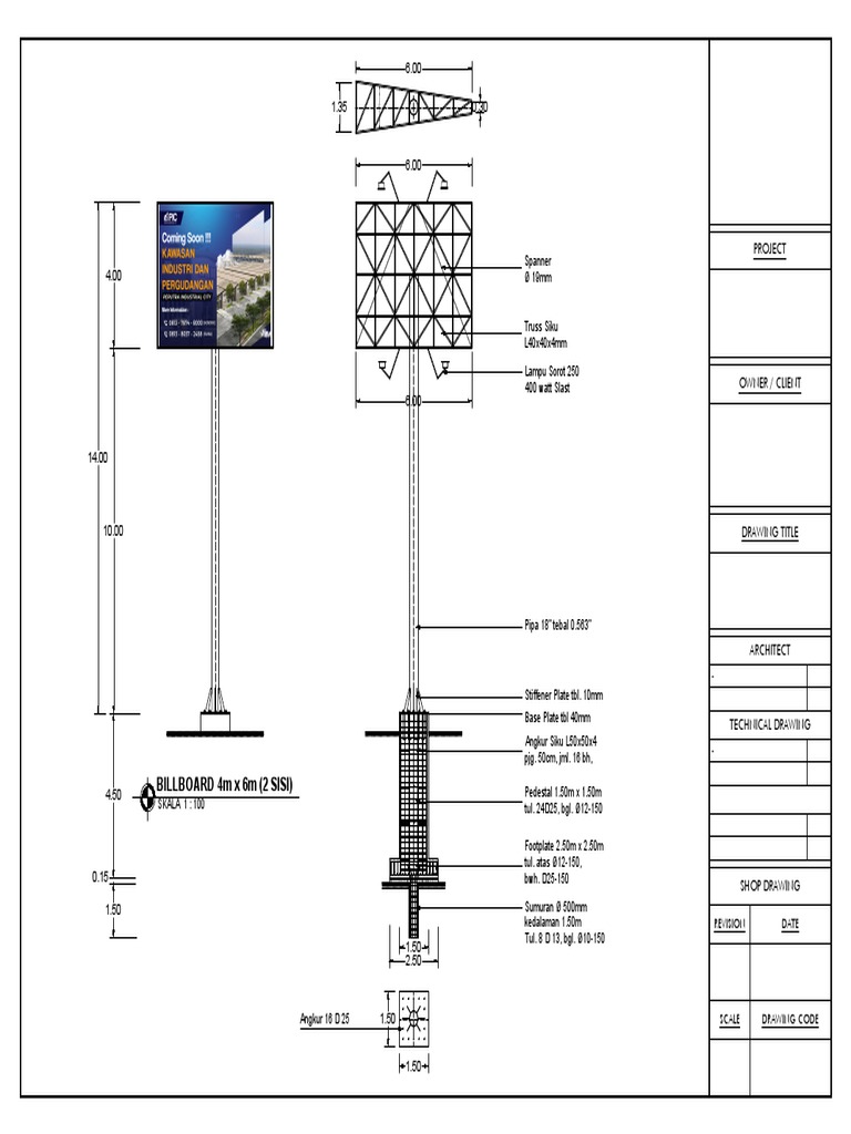 Gambar Kerja Rangka Billboard | PDF