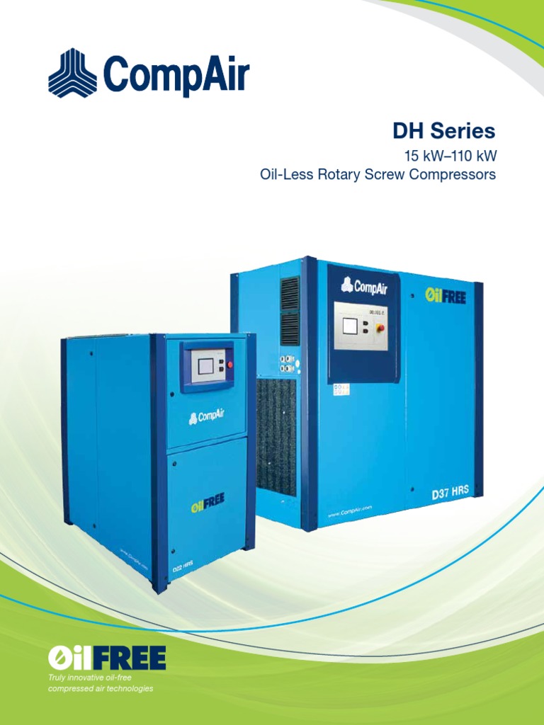 DH Series Variable Speed Oil Less Rotary Screw Compressors | PDF ...