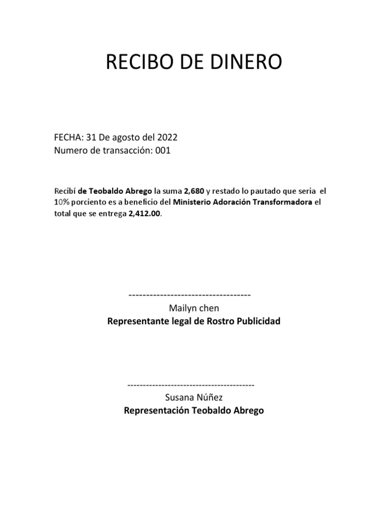 Recibo de Dinero | PDF