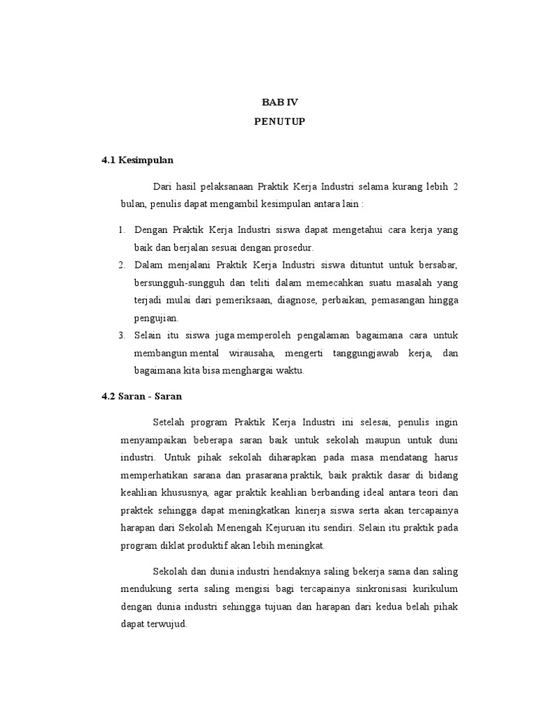 Contoh BAB IV PENUTUP | PDF