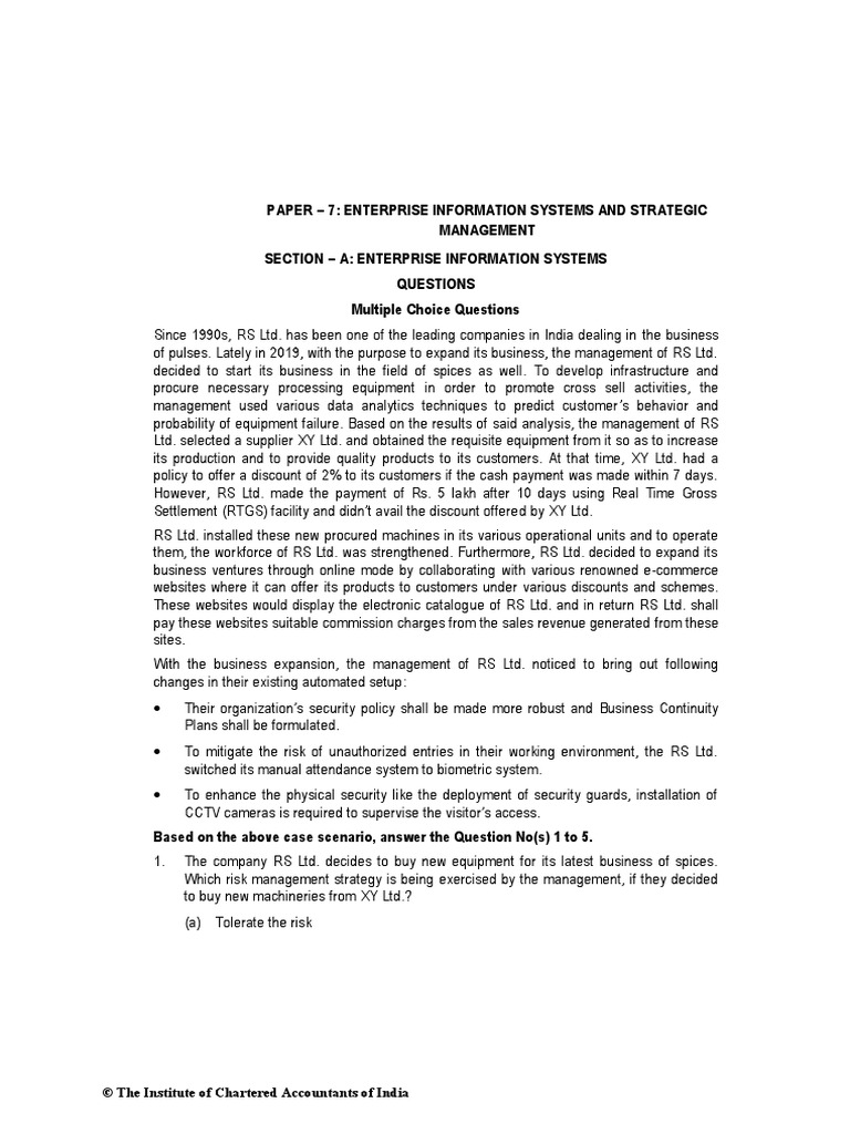 EIS & SM - RTP - Nov 2022 - CA Inter (New) | PDF | Grid Computing | Databases