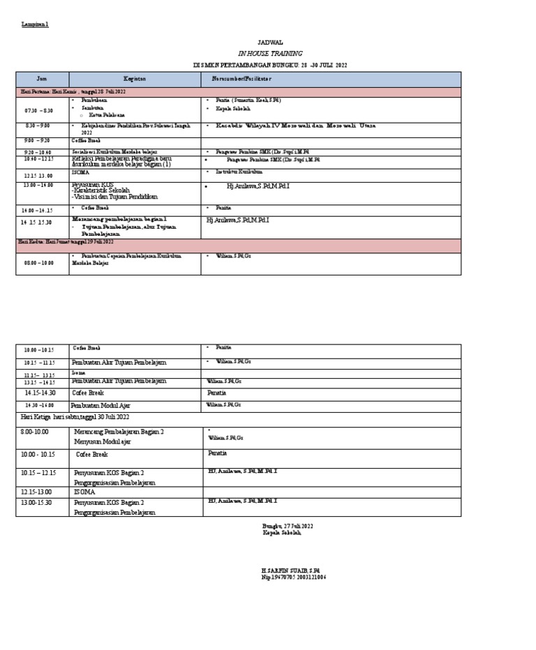 Jadwal Kegiatan IHT PDF | PDF