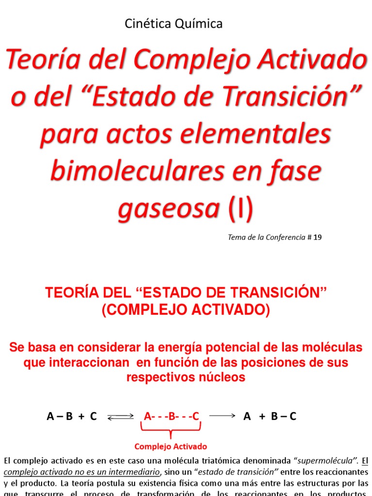 Teoría del Estado de Transición en Química | PDF | Moléculas | Ciencias ...