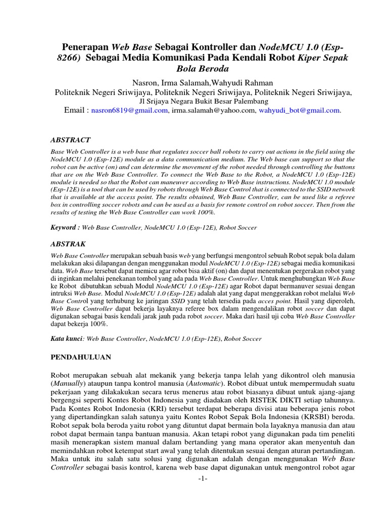 Kontrol Robot Sepak Bola di Surabaya | PDF