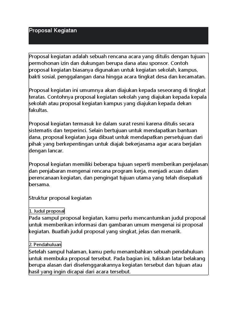 Materi Proposal Kegiatan | PDF