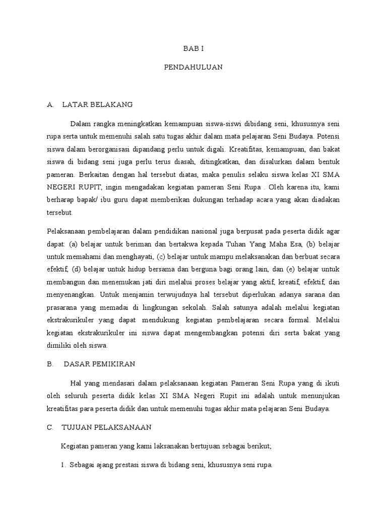 Proposal Pameran Seni Rupa SMA Negeri Rupit | PDF