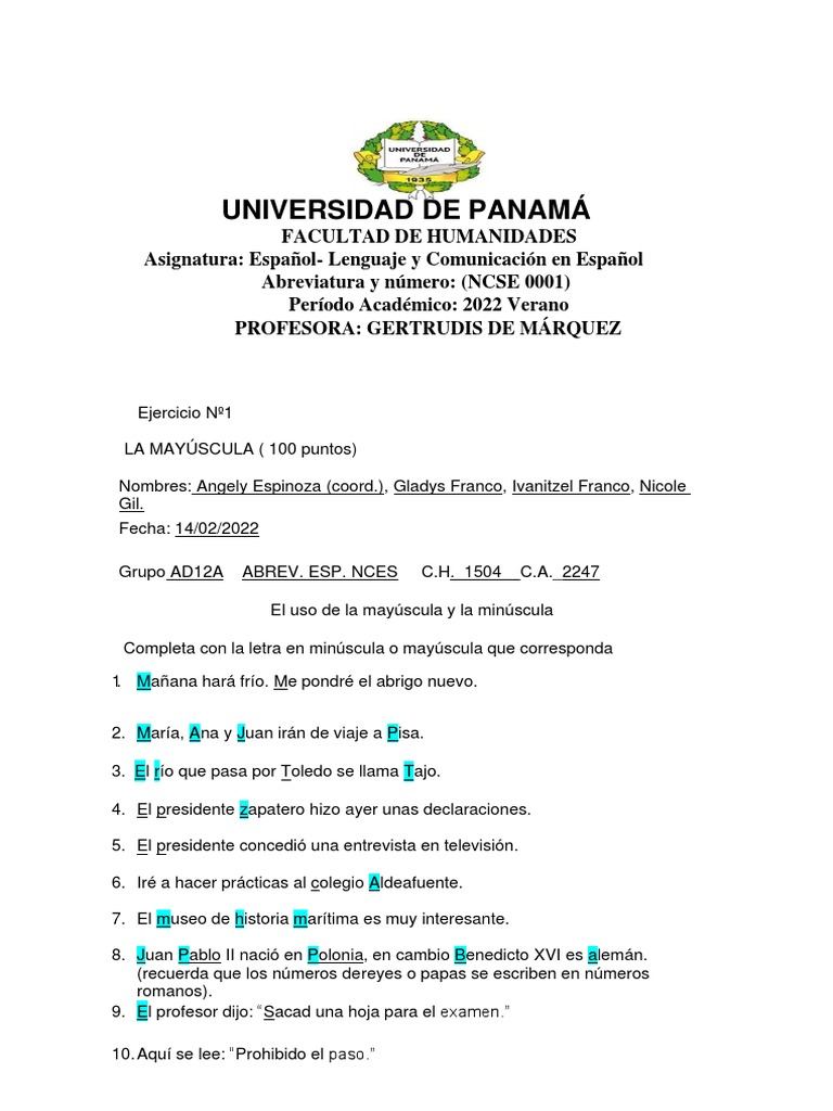 Uso de Mayúsculas y Minúsculas en Español | PDF