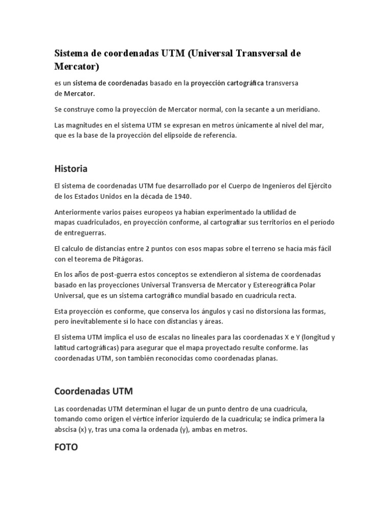 Sistema de Coordenadas UTM Explicado | PDF | Geometría | Datos ...
