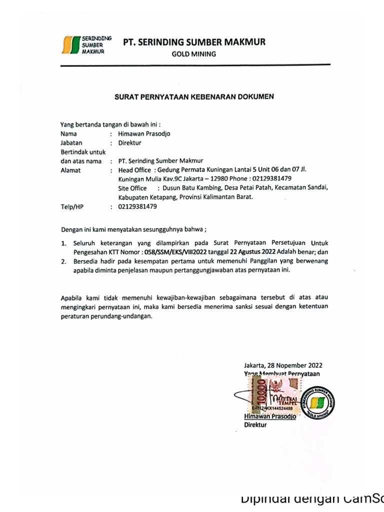 Surat Pernyataan Dokumen | PDF