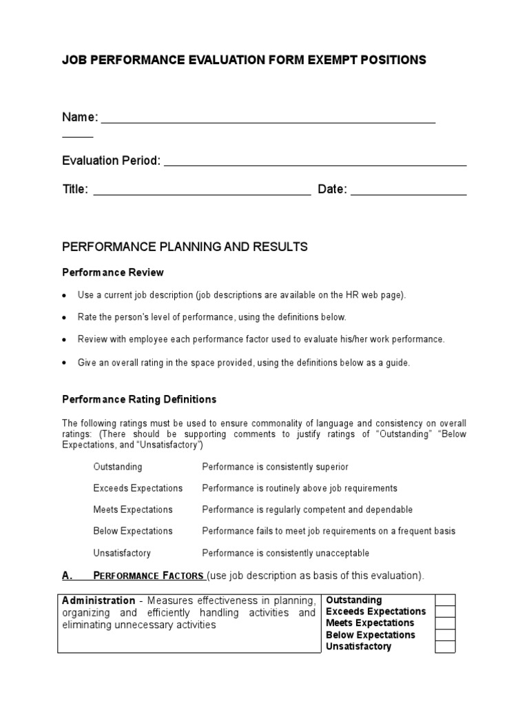 General Performance Evaluation Form | PDF | Performance Appraisal ...