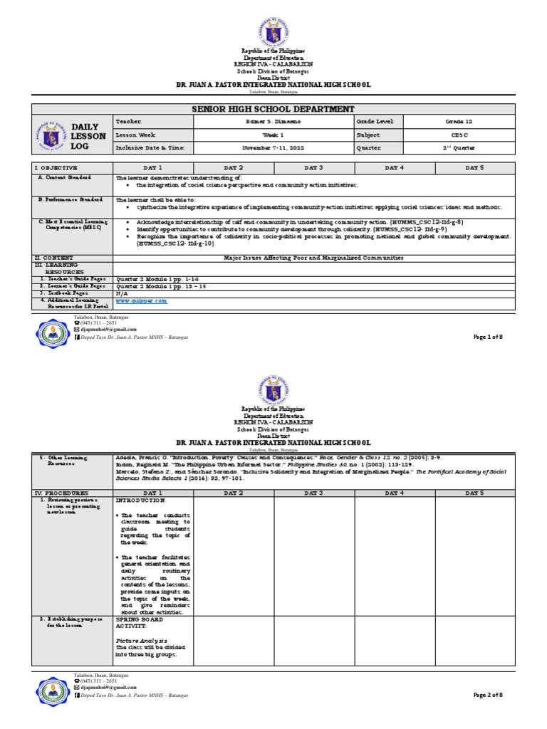Cesc - DLL - Q2 - Week 1 | PDF | Cognitive Science | Behavior Modification