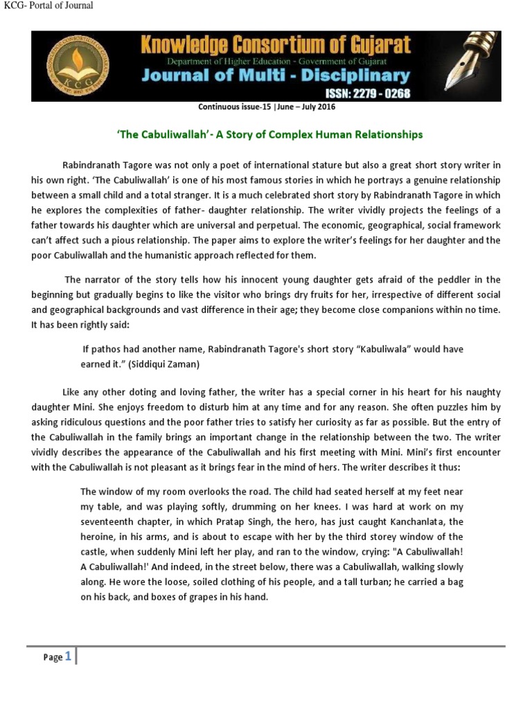 The Cabuliwallah A Story of Complex Huma | PDF