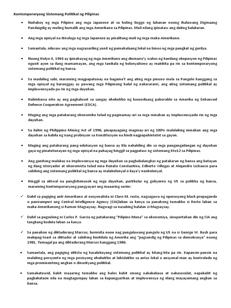 Kontemporaryong Sistemang Politikal NG Pilipinas | PDF