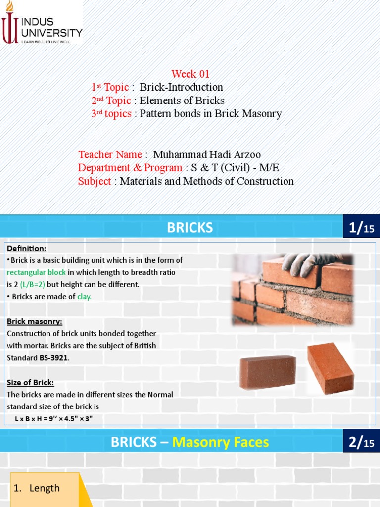 Bricks Introduction | PDF | Brick | Masonry