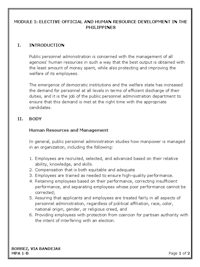 Public Personnel Reflection Paper | PDF | Human Resources | Civil Service