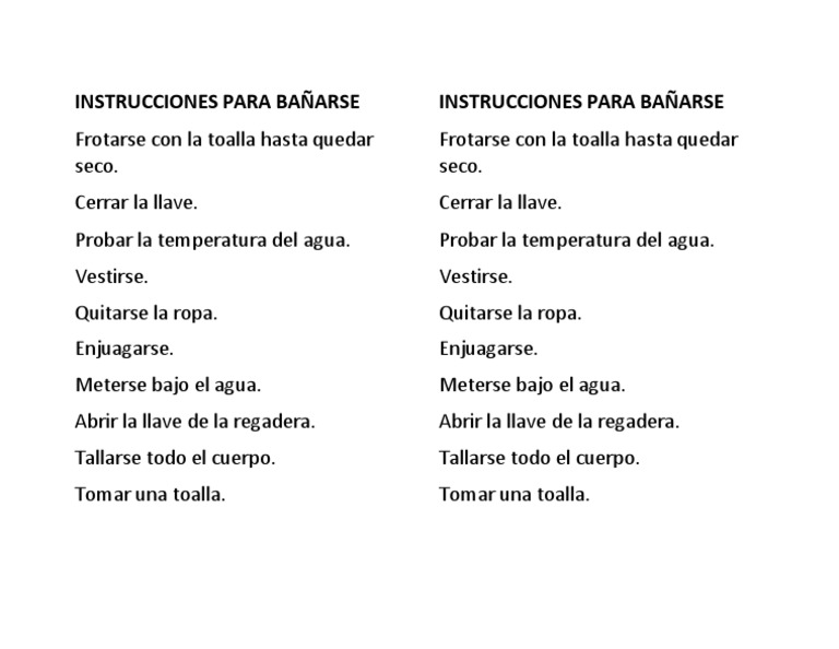 Instrucciones para Bañarse | PDF | Estilo de vida