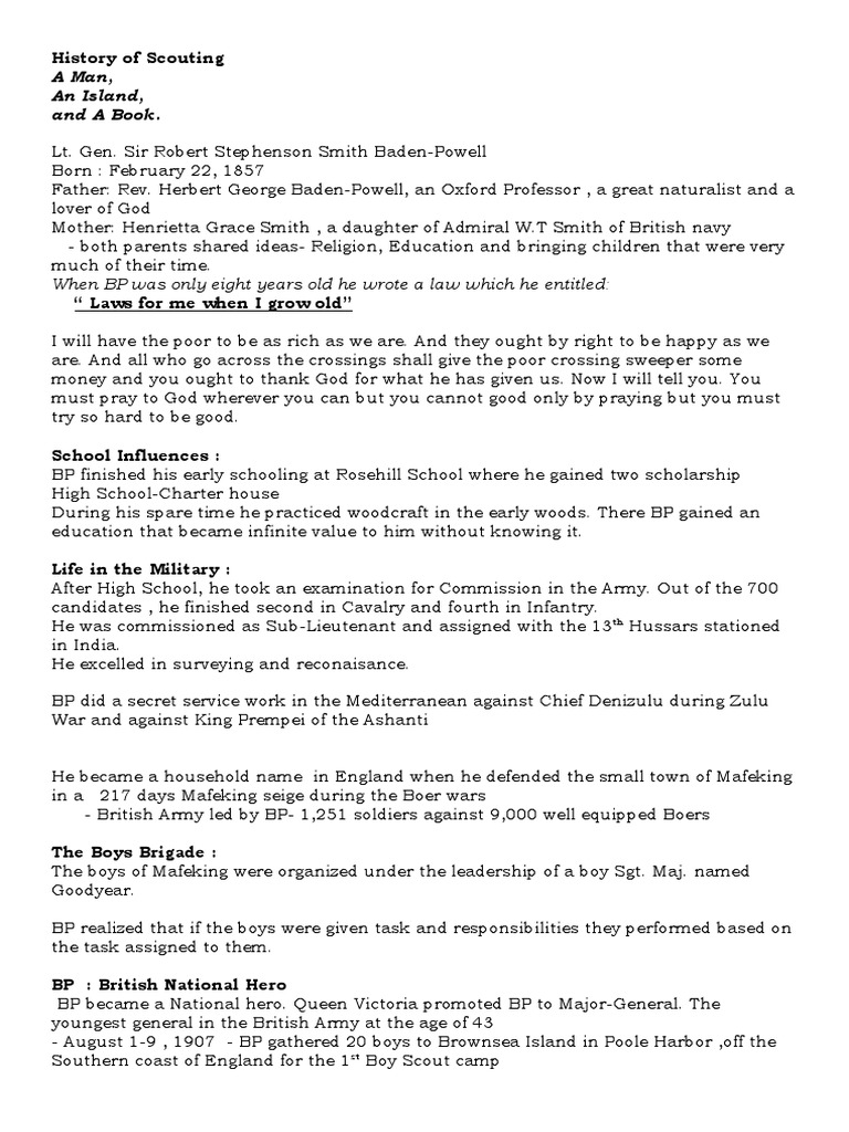 History of Scouting | PDF | Boy Scouts Of America | Scouting