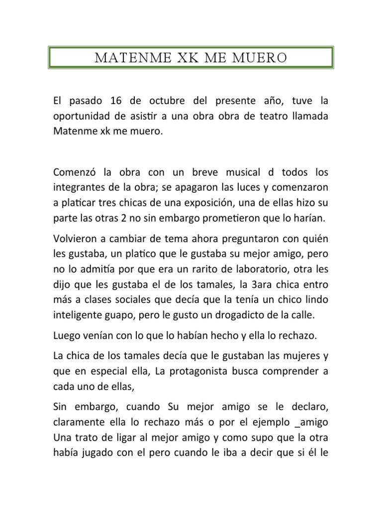 Matenme XK Me Muero | PDF