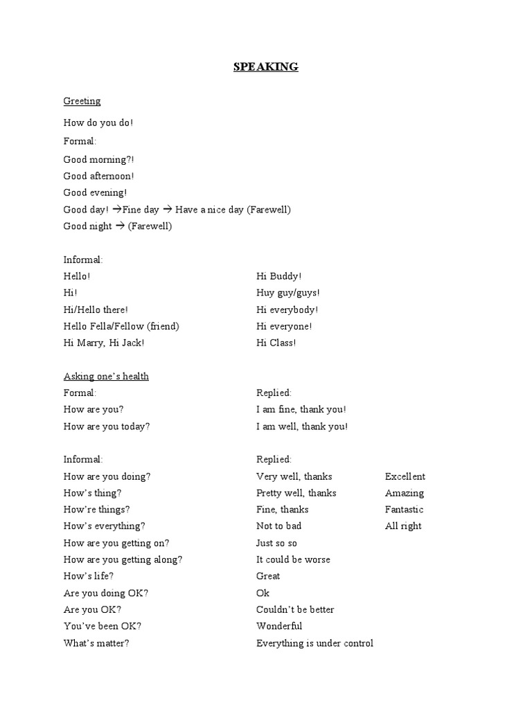 A Guide to Common Greeting, Introduction, and Farewell Expressions | PDF