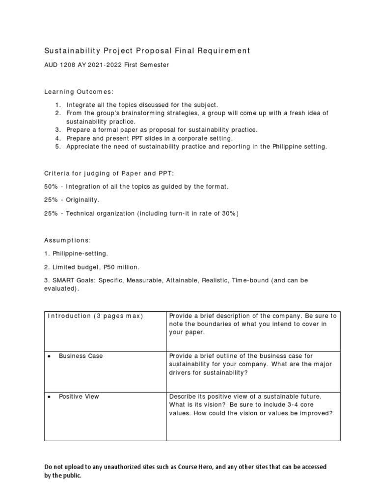 Sustainability Project Proposal Guide | PDF | Sustainability ...