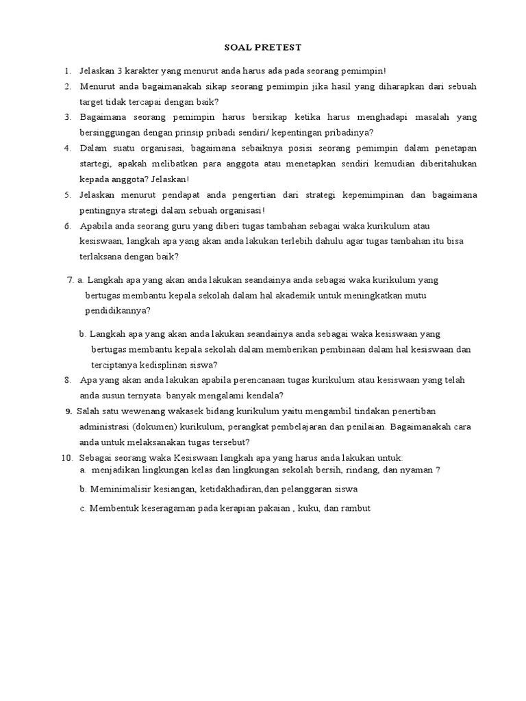 Soal Pretest | PDF