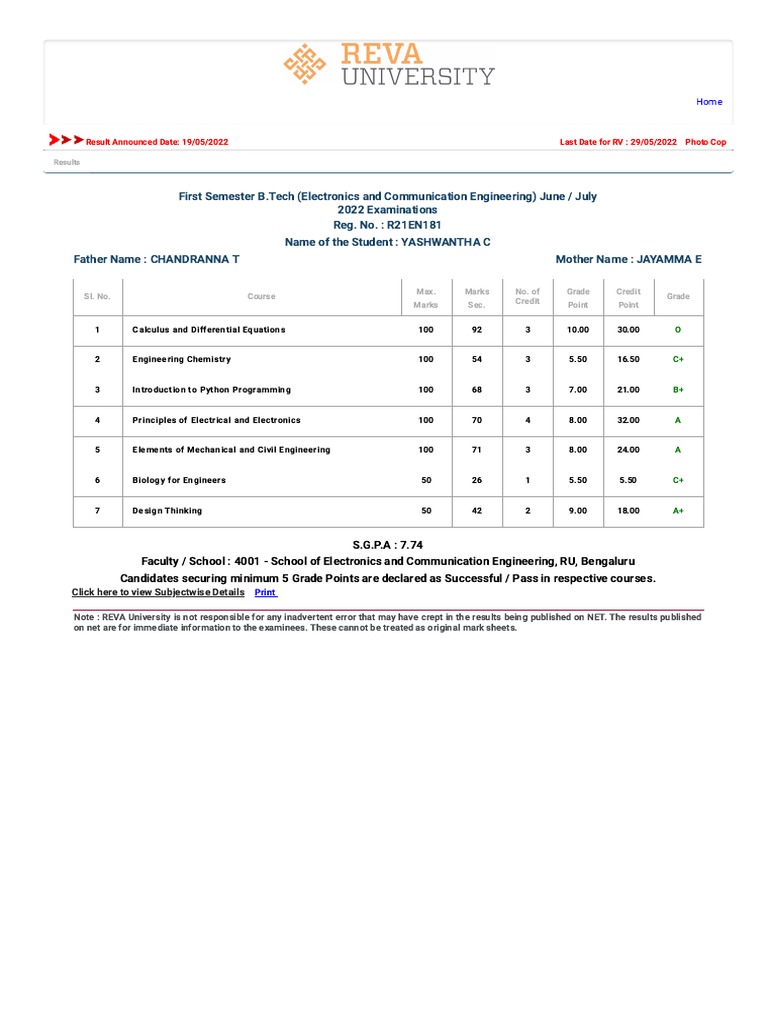 First Semester Result | Download Free PDF | Engineering | Physical Sciences