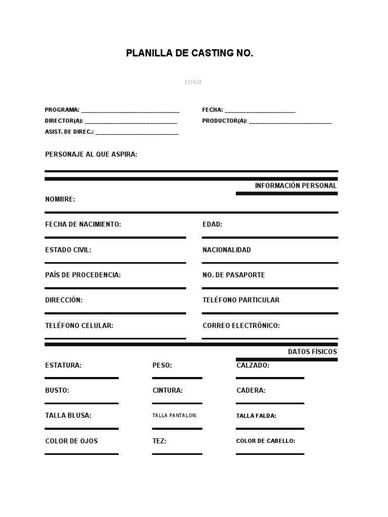 Plantilla de Casting | PDF
