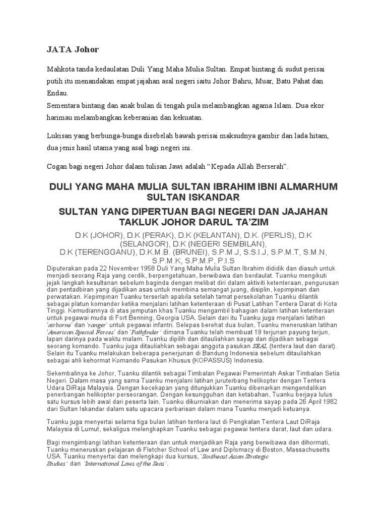 Jata Negeri Johor & Info :) | PDF