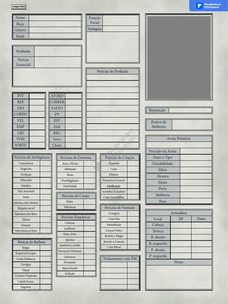 The Witcher TRPG - Ficha-Editável | PDF