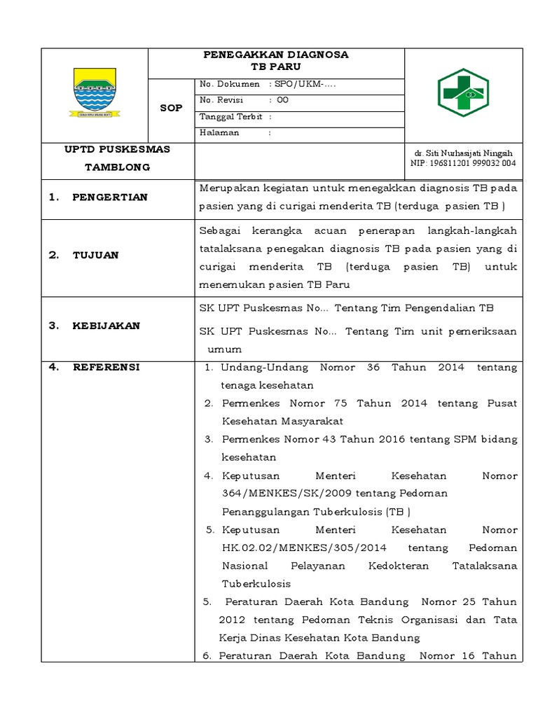 SOP Diagnosis TB Paru | PDF | Pengembangan Diri | Kesehatan Holistik