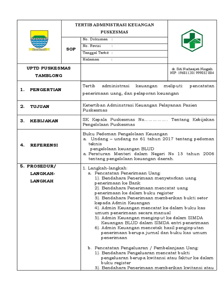 Sop Admin Keuangan | PDF