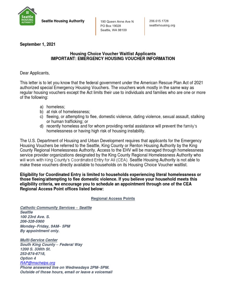 Emergency Housing Vouchers in King County | PDF | Homelessness ...