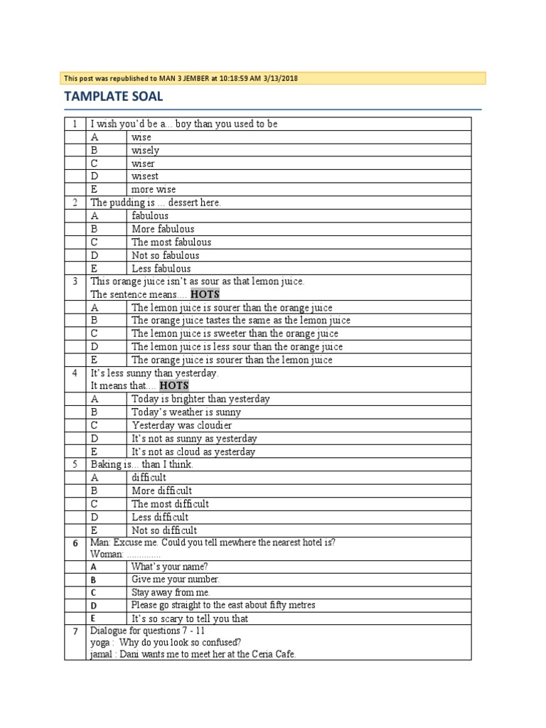Sample English Proficiency Test with Multiple Choice Questions | PDF