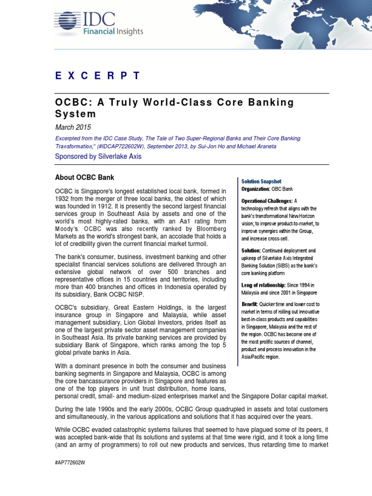 Case Study For OCBC - A Truly - World-ClassCoreBanking - 2 | PDF ...