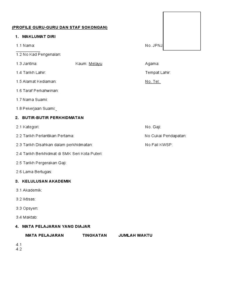 Contoh Maklumat Diri | PDF