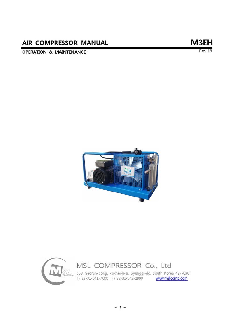 M3EH Air Compressor Manual Operation and Maintenance Guide | PDF ...