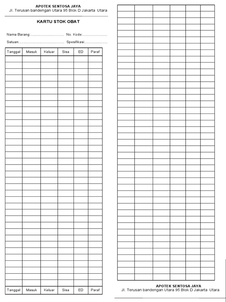 Form Kartu Stok Obat | PDF