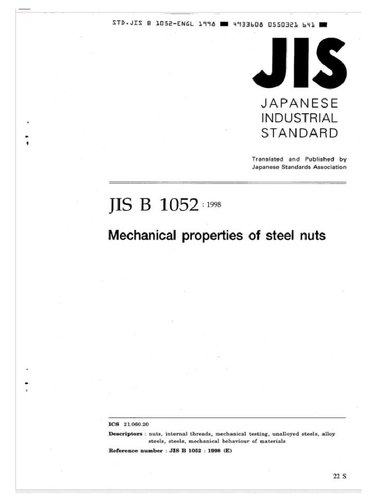 Jis B 1052-1998 | PDF