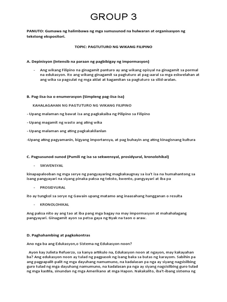 Filipino Gawain 1 Group3 | PDF