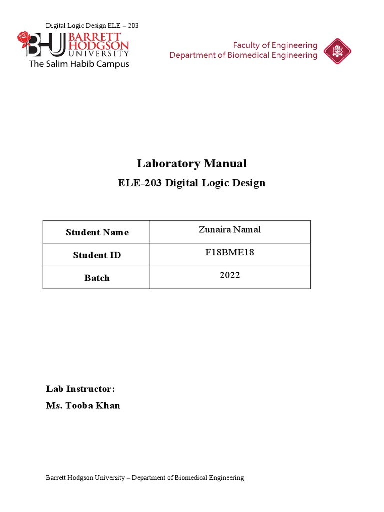 Laboratory Manual: ELE-203 Digital Logic Design | PDF | Computing ...