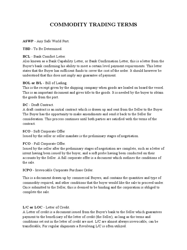 Trading Terms | PDF | Letter Of Credit | Business