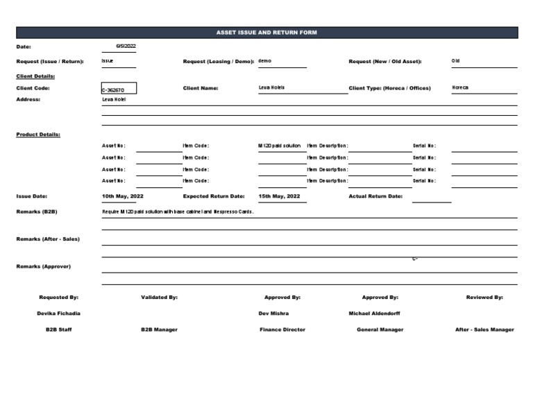 Asset Issue and Return Form | PDF Asset Issue and Return Form | PDF