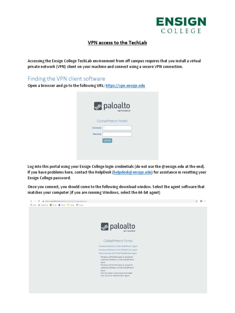 How To Connect To TechLab Using The VPN | PDF