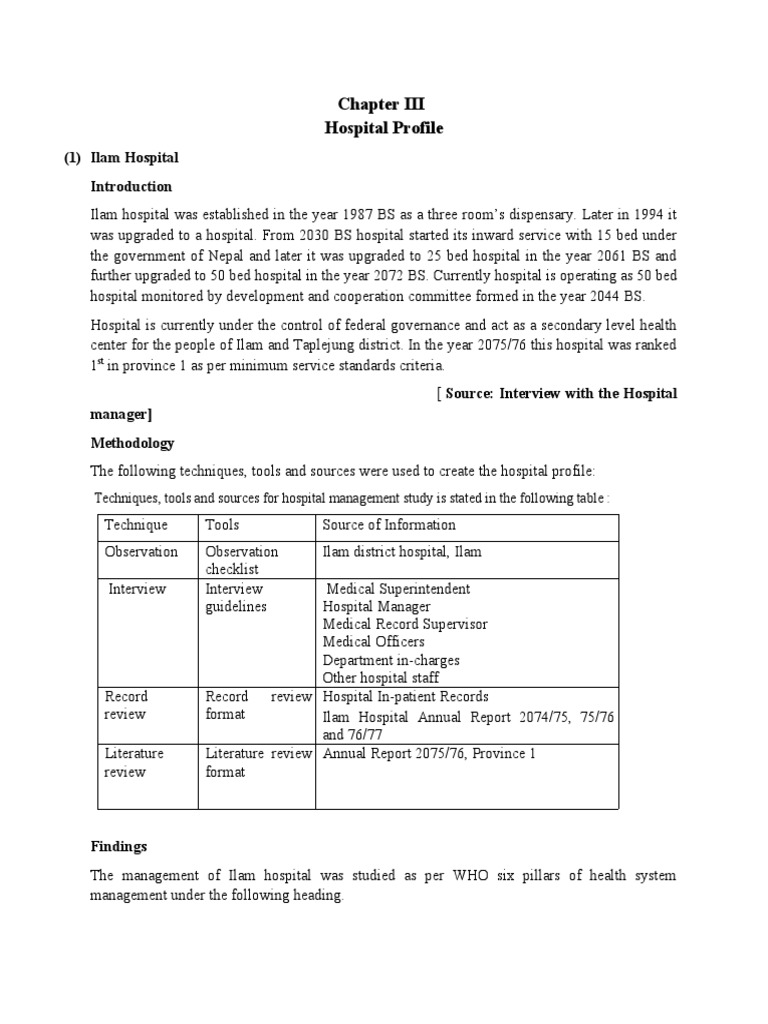 Ilam Hospital Profile | PDF | Emergency Department | Pharmacy