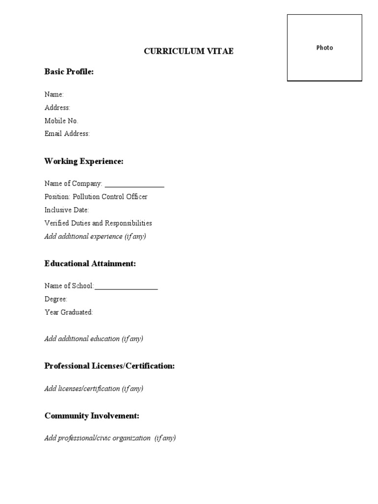 Curriculum Vitae - Template | PDF