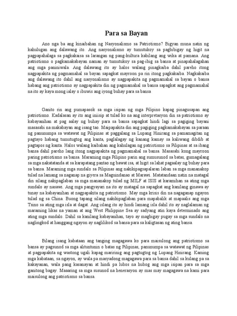 Ano Nga Ba Ang Kinaibahan NG Nasyonalismo Sa Patriotismo | PDF
