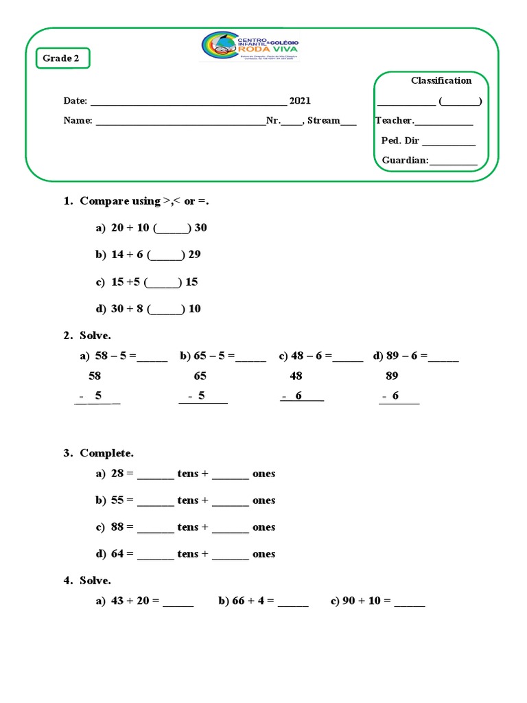 Maths Work Sheet 10 - Cópia | PDF